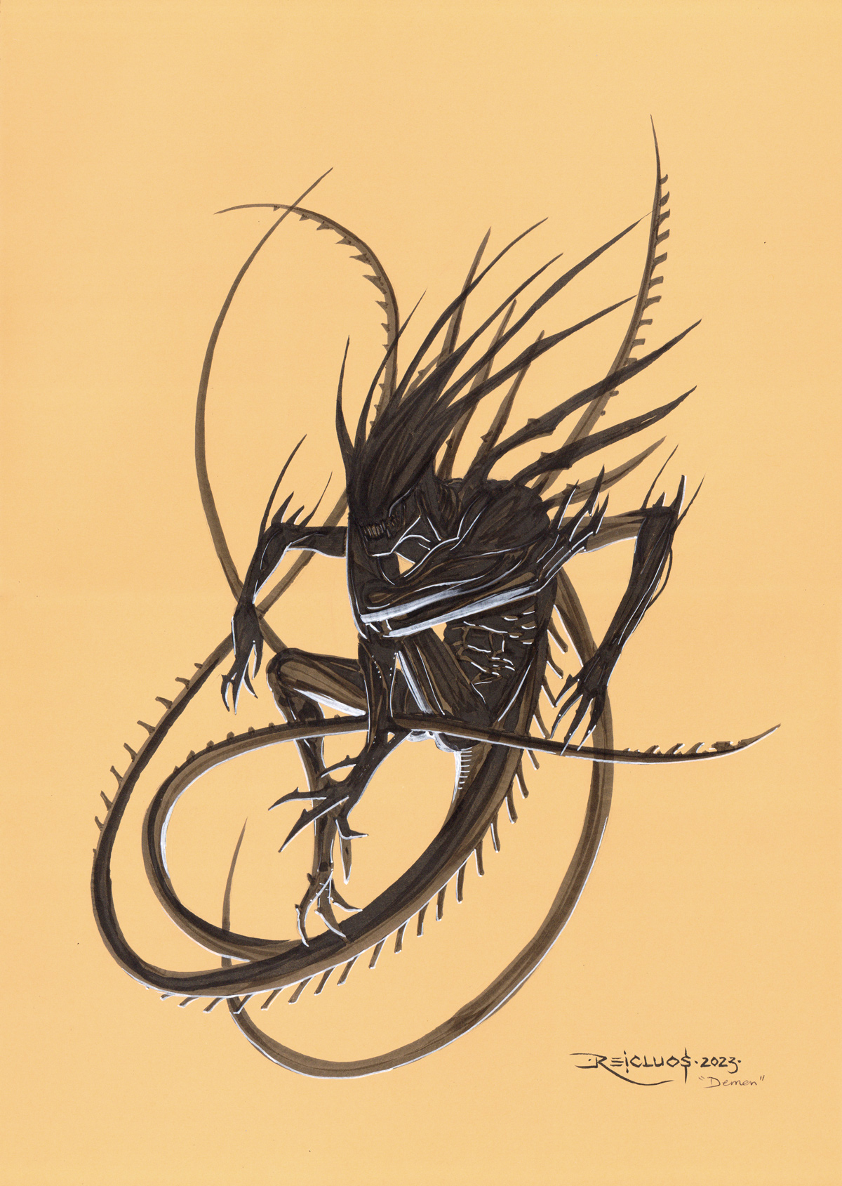 Inktober 2023 : Démon Alien inspiré de H.R.Giger - ReicluoS